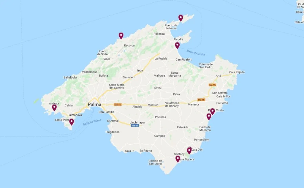 Mallorca mapa turistico | Exoticviajes.com